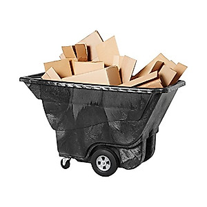 Rubbermaid Commercial Products Tilt Dump Truck, 450 lbs 1/2 Cubic Yard Heavy Load Capacity with Wheels, Trash Recycling Cart, Black