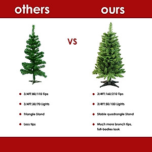 Senjie 3FT Mini Christmas Tree, 160 PVC Branch Tips, Cherry Blossom Pink, Battery Operated