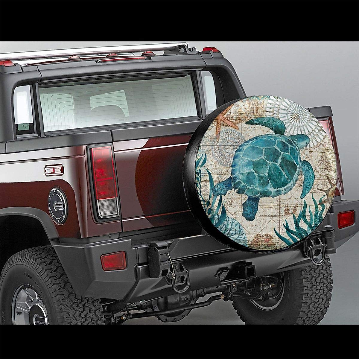 MSGUIDE Spare Tire Cover Sea Turtle for Jeep Trailer Rv Truck 14 15 16 17 Inch Sunscreen Dustproof Corrosion Proof Wheel Cover
