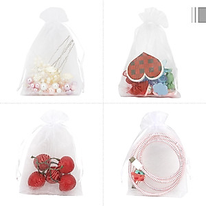 Organza Bags, Organza Bags 4x6, White Wedding Favor Bags, 50Pcs Mesh Bags Drawstring, Jewelry Gift Bags, Candy Pouches, Party Favor Bags Festival Makeup Birthday Halloween Christmas Wrapping Supplie