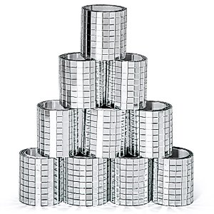PP OPOUNT 4720 PCS Disco Ball Tiles, 5 x 5 mm Self-Adhesive Mirror Tiles for DIY Disco Balls, Mini Glass Tiles for Art Collage, Indoor Outdoor Craft Decoration(Silver)