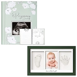 KeaBabies Pregnancy Journal, Pregnancy Announcements and Pregnancy Journal, Pregnancy Announcements - 80 Pages Hard Cover Pregnancy Book For Mom To Be Gift - Personalized Baby Gift, Baby Footprint Kit