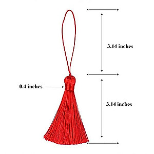 Makhry 8pcs 16cm/6.28 inch Cute Chunky Tassels Soft Elegant Handmade Silky Floss Tassels with 2.75 Inch Cord Loop and Chinese Knot for Woman Earrings, Jewelry Making, Souvenir, (Navy Blue)