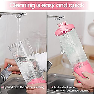 Procoloredfun Portable Blender,Porsonal Mini Blender for Shakes and Smoothies,USB Rechargeable, Fresh Juice Blender With 6 Blades, 20Oz Handheld Blender(pink)