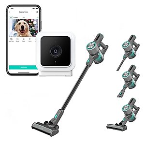 WYZE Cam V3 and Cordless Vacuum, Baby Monitor with Camera and Audio Color Night Vision Motion and Sound Detection 1080p Indoor/Outdoor Security Camera for Pet Elderly Monitoring, Vacuum Cleaner