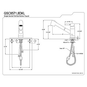 Kingston Brass GSC8578DKL Kaiser Pull-Out Sprayer Kitchen Faucet, Brushed Nickel, 10.38 x 8.75 x 8.81