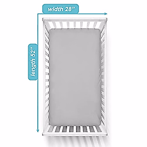 American Baby Company 2 Pack Fitted Crib Sheets 28" x 52", Soft Breathable Neutral 100% Cotton Jersey Sheet, Gray, for Boys and Girls, Fits Crib and Toddler Bed mattresses