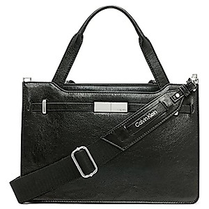 Calvin Klein Citrine Organizational Satchel, Black/Silver