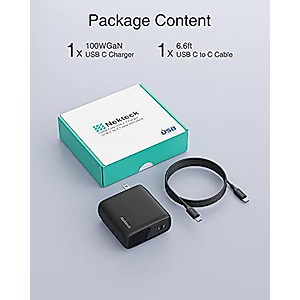 Nekteck 100W USB C Charger [GaN Tech & USB-IF Certified], PD 3.0 Adapter with Foldable Plug, Fast Wall Charger Compatible with MacBook Air/Pro, iPad Air/Pro, iPhone and More (Support MagSafe 3).