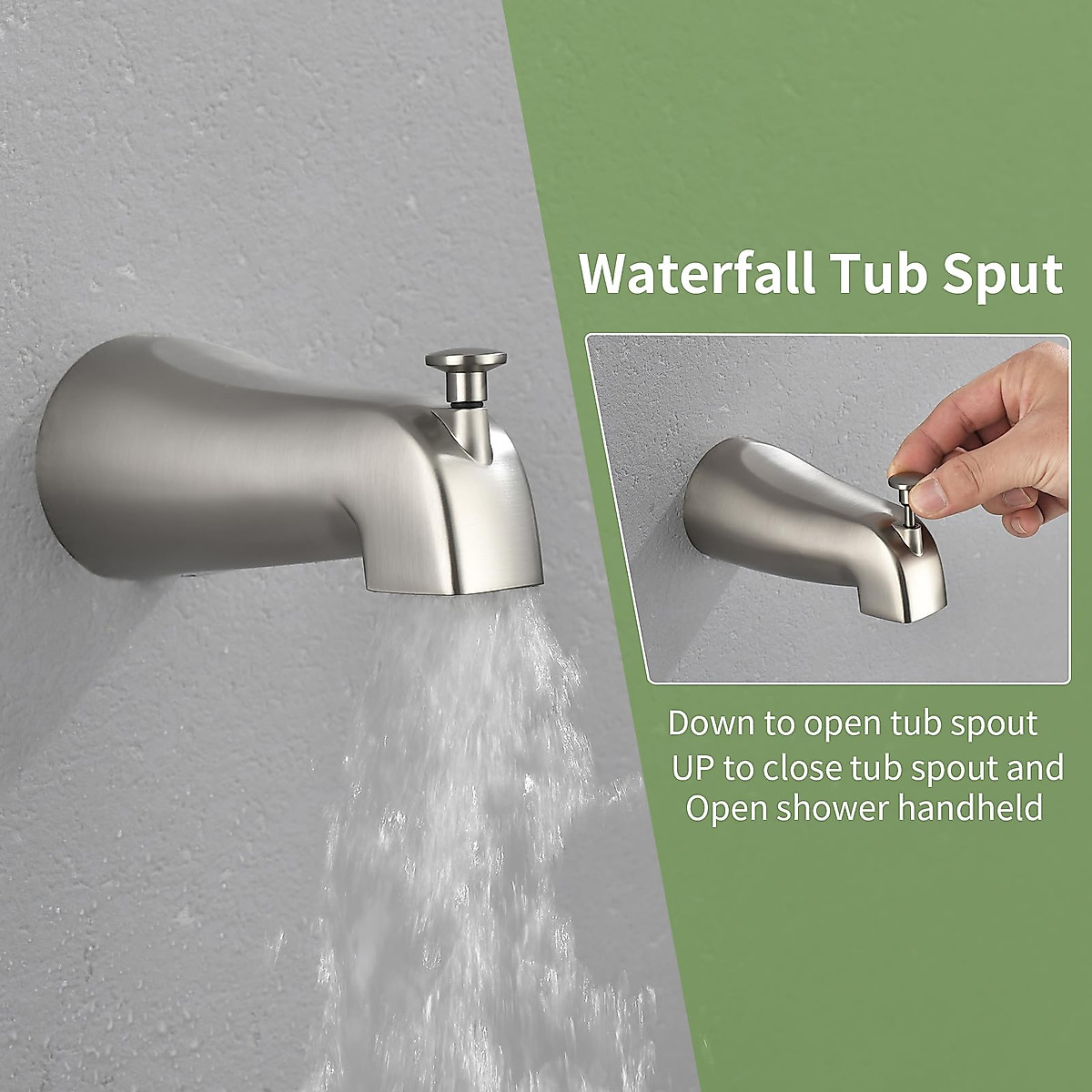 VIKASI Tub Shower Faucet Set with 10 Spray Handheld Shower Brushed Nickel Shower System with Tub Spout Single Handle 4.7 Inch Shower Handheld Shower Fixtures Tub and Shower Trim Kit