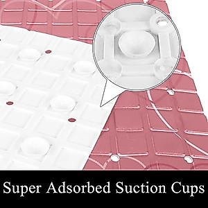 Bath Tub Shower Mat - Anti-Slip PVC Material 15.1x26.8 in, Gentle Cushioning Quick Drying Suction Cups Reliable Solution - Heart Pattern - Red Non-Slip Floor Mat