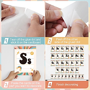 36Pcs Retro Classroom Alphabet Number Bulletin Board Set, Groovy ABC Alphabet Card and 0-9 Number Posters Decor with Glue Point for Preschool Kindergarten Classroom and Teachers Wall Decorations