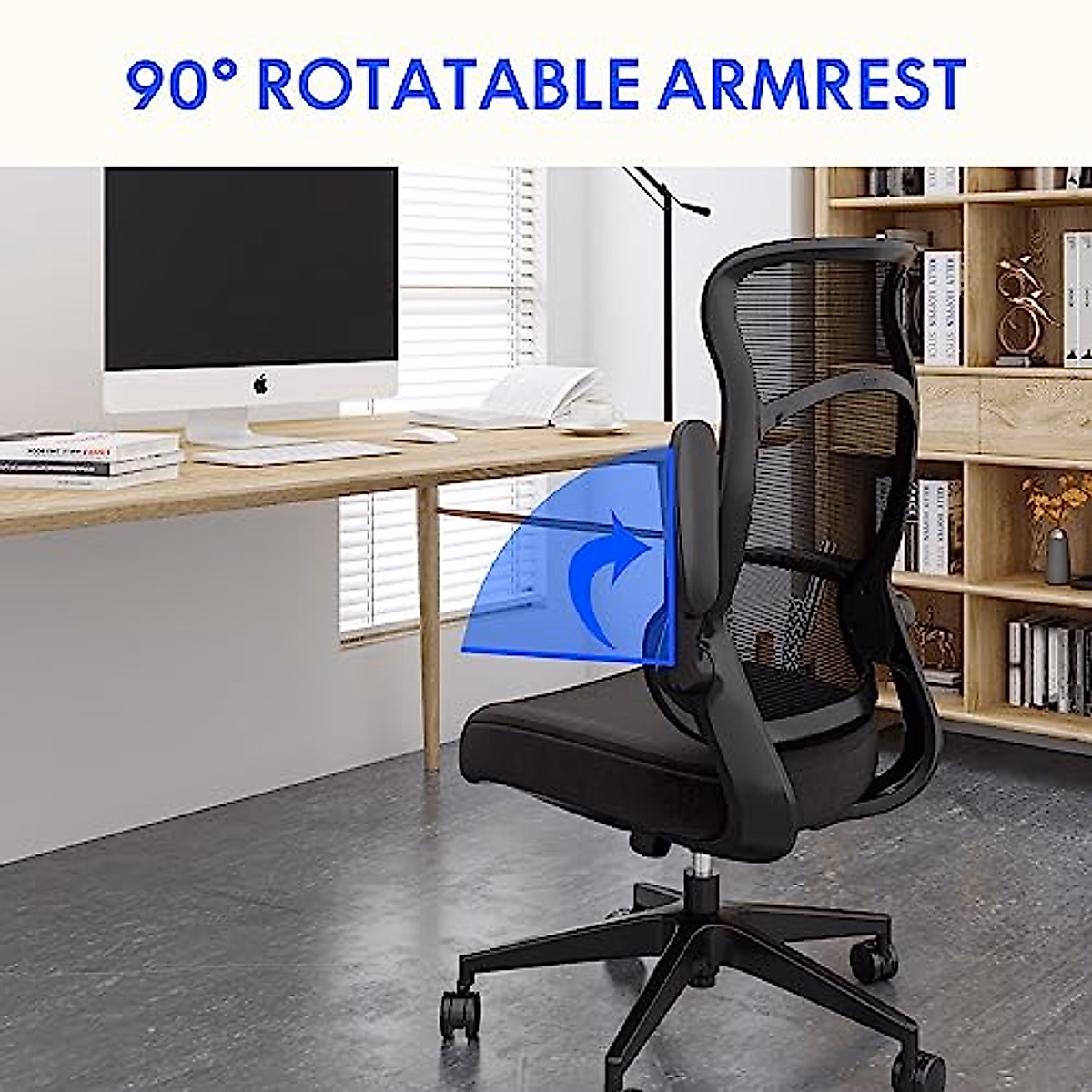 FLEXISPOT OC2 Comfy Office Chair Ergonomic Back Support Home Office Desk Chairs Comfortable Computer Chair with Flip-up Arm Rest Comfy Chair for Living Room/Bedroom/Study(Black)