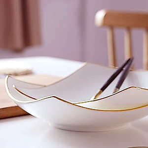 OUSIKA Plates 24.7 * 20.2 * 5.5cm Ceramic Square Dinner Plates, Dining Party Restaurant Serving Dish for Steak, Pizza, Salad, Pasta, Set of 4 Plate