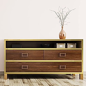 Gold Stainless Steel Wallpaper Self-Adhesive Cleanable Removable Peel and Stick 17.71" X 78.7" Refrigerator Speaker Dryer Cabinet Oven Appliances Furniture Renovation Kitchen Glitter Wallpaper