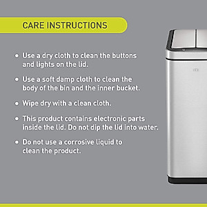 EKO Deluxe Phantom 45 Liter / 11.8 Gallon Touchless Motion Sensor Trash Can, 50 Liter Vertical, Brushed Stainless Steel Finish