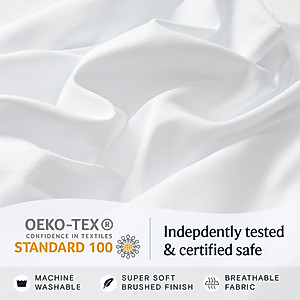 LuxClub 6 PC Queen Sheet Set, Breathable Luxury Bed Sheets, Deep Pockets 18" Eco Friendly Wrinkle Free Cooling Sheets Machine Washable Hotel Bedding Silky Soft - White Queen