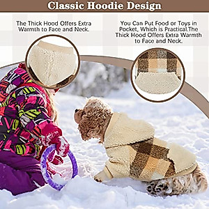 Kuoser Thermal Dog Coat Puppy Fleece Winter Clothes, Dogs Hoodie Pet Warm Pullover Jackets with Leash Hole, Doggie Soft Pajamas Cat Apparel, XXS - L