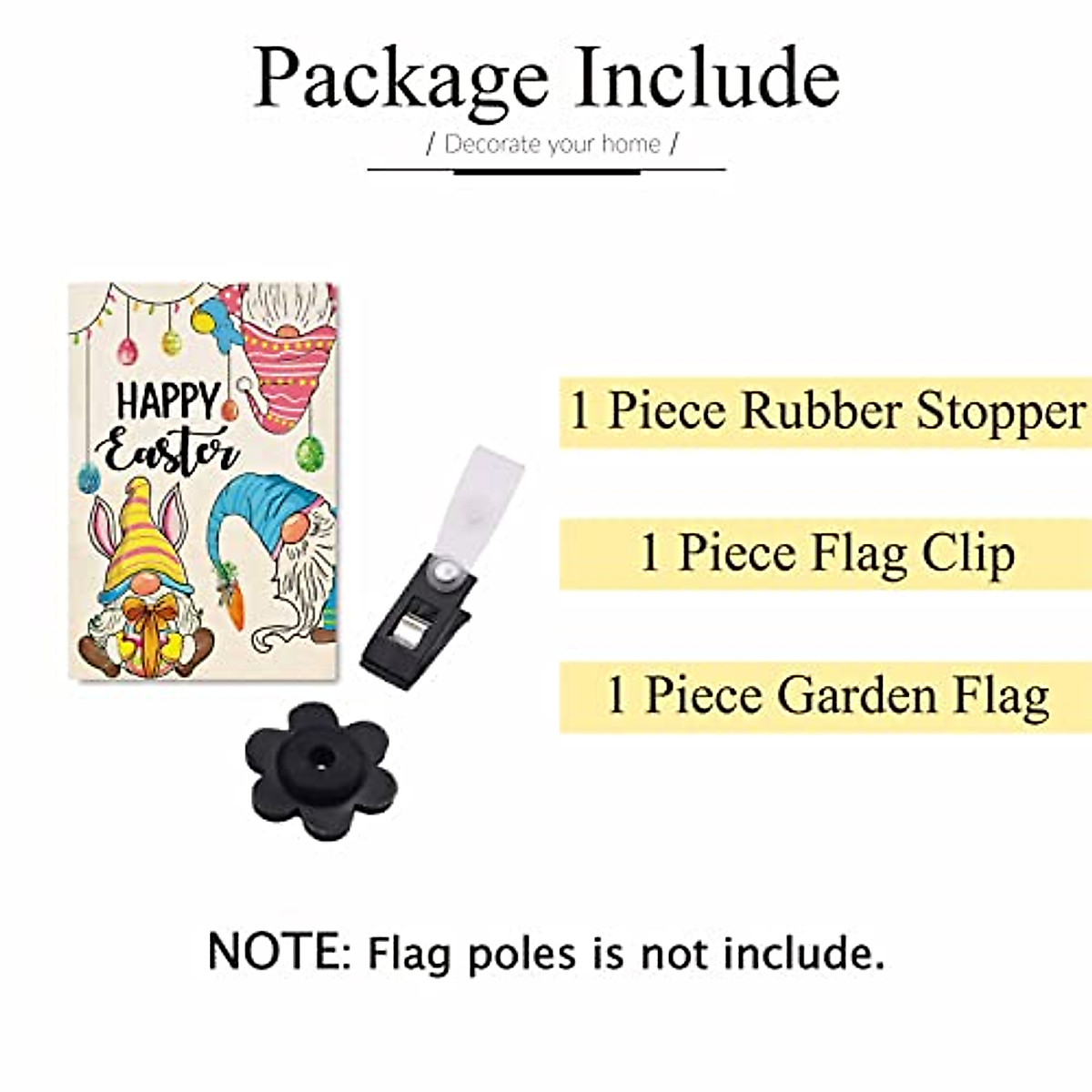 ORTIGIA Easter Gnome Garden Flag Happy Holidays 12x18Inch Burlap Double Sided Colorful Easter Eggs Flag Spring Summer Farmhouse Seasonal Outdoor Flag