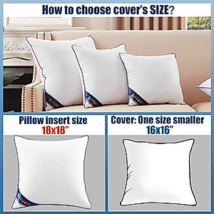 Siluvia 18"x18" Pillow Inserts Set of 2 Decorative 18" Pillow Inserts with 100% Cotton Cover Square Interior Sofa Throw Pillow Inserts Decorative White Pillow Insert Pair Couch Pillow