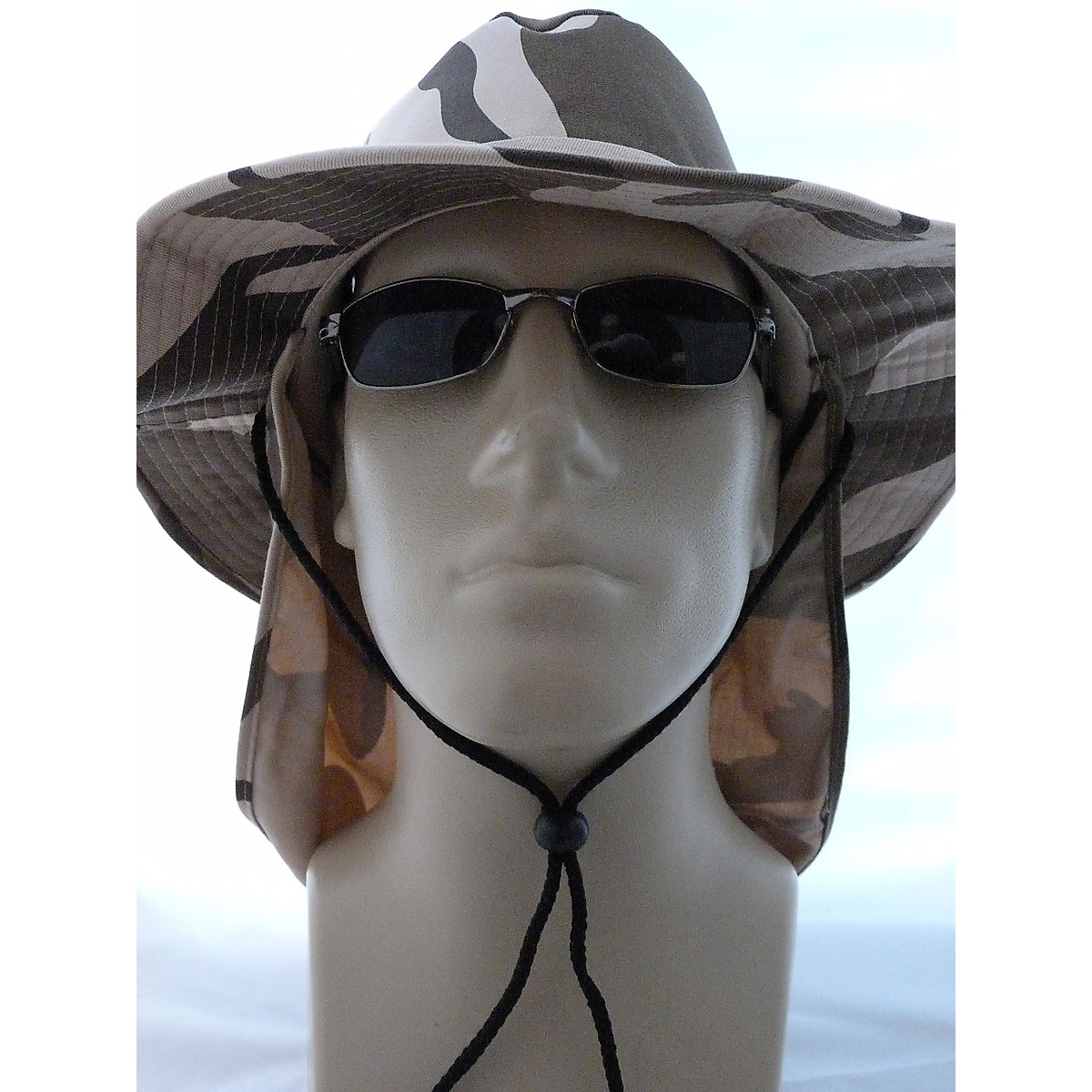 Camouflage Hat Neck Protection from Sun Desert Tan Brown Camo Fishing Bee Keeper Safari Bush Outdoors Men Women (as1, Alpha, one_Size, l)