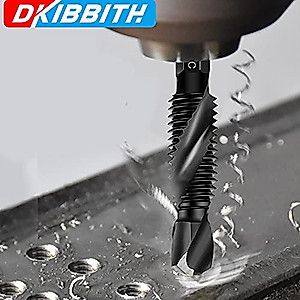 6 Packs Combination Drill & Taps Bit Set, Screw Tapping in SAE Size 6-32nc 8-32nc 10-32nc 10-24nc 12-24nc 1/4-20nc with Anti-Rust Black Coating, 1/4” Hex Shank and Storage Case