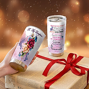 Ghyruio Daughter Gift from Mom - Birthday Gifts for Daughter from Mother -Christmas, Wedding Day, Mother's Day, Valentines Day -To My Daughter Insulated Stainless Steel Tumbler Coffee Mug 20oz