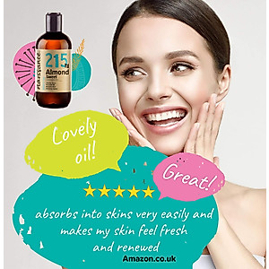 Naissance Sweet Almond Oil 8 fl oz - Pure & Natural, Vegan, Non GMO, Hexane Free, Cruelty Free - Ideal for Haircare and Skincare, Aromatherapy & Massage