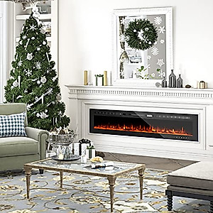 CharaVector Electric Fireplaces Recessed Wall Mounted Fireplace Insert 80 Inch Wide Heater LED Fire Place Remote Control & Touch Screen…