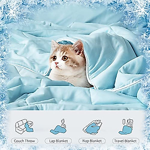 Kaisa Cooling Blanket for Hot Sleepers, Cooling Throw Twin Size, Double Side Cooling Technology, Light Weight Summer Blanket for Kids Adults, Cool Blanket for Bed Couch, Machine Washable, Blue