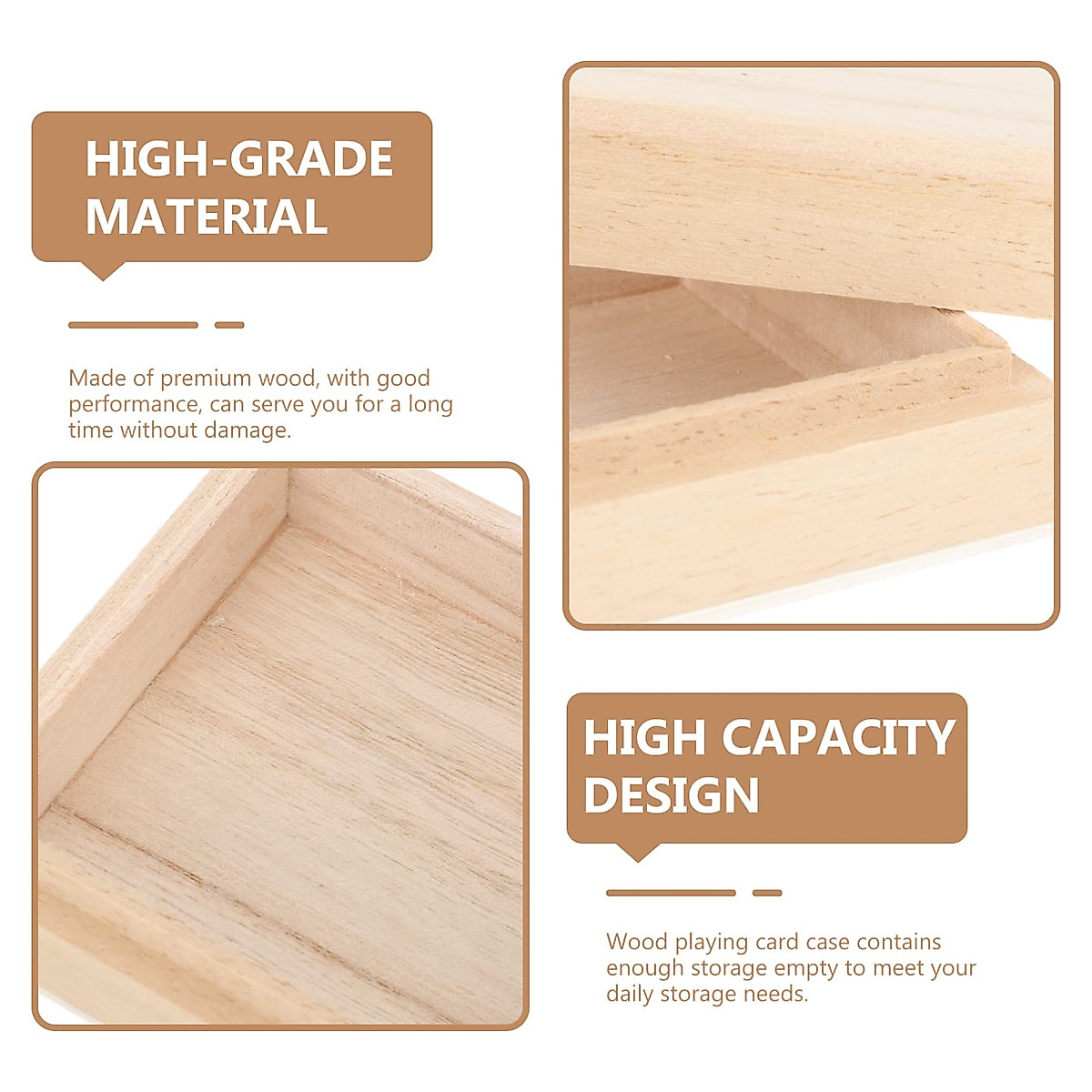 Cabilock Wooden Poker Cards Storage Box Empty Poker Cards Case for Travel Games