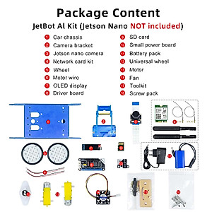 JetBot AI kit Provided by Jetson Nano, with Front Camera Dual Mode Wireless WiFi Bluetooth Facial Recognition Object Tracking(Blue, Without Jetson Nano)