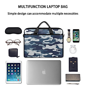 Retro Camo Laptop Computer Bag Waterproof Shoulder Messenger Bag 13-15 inch Durable Laptop Tote Bag with Shoulder Strap Handle Lightweight Crossbody Briefcase
