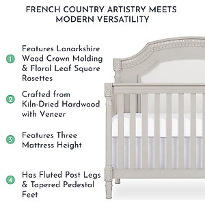 Evolur Julienne 5-in-1 Convertible Crib in Cloud, Greenguard Gold Certified , 55.5x31.2x51.5 Inch (Pack of 1)