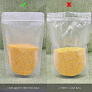 SumDirect 50Pcs 5x8 inches Matte Frosted (Not Clear) Zipper Resealable Stand Up Drink Bags,Snack Food Tea Packing Drinking Pouches - 5x8inches