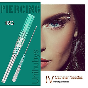Catheter Piercing Needles - Anghie 10pcs 18G Catheter Piercing Needles IV Catheter Needles Ear Nose Piercing Needles for IV Start Kits Body Piercing Tattoo Tools Piercing Supplies (18G)