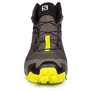 Salomon Cross MID Gore-TEX Hiking Boots for Men, Magnet/Black/Lime Punch, 12