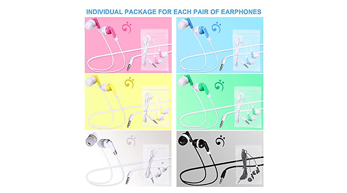 Konohan 60 Packs Earbuds Bulk Kids Headphones Earphones 6 Colors Ear ...