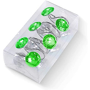 CHICTIE Green Shower Curtain Hooks Rings Diamond, Crystal Decorative Shower Curtain Hooks, Set of 12 Stainless Steel Rust-Proof Round Rhinestones Shower Rings Hangers for Bathroom