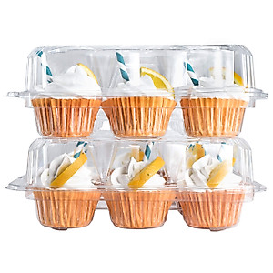 Katgely Cupcake Containers 12 Count (pack of 12), Clear Plastic Cupcake Boxes 12 Count, Deep Dome, Stackable, Disposable & BPA-Free