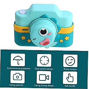 SOLUSTRE Kids Toys for Cartoon Portable Aniaml with Girls Shaped High-Resolution Gift Gifts Sticker Lovely Action W Easter Recorder Boys Camera Green Fox Lanyard Birthday Digital Kids Camera