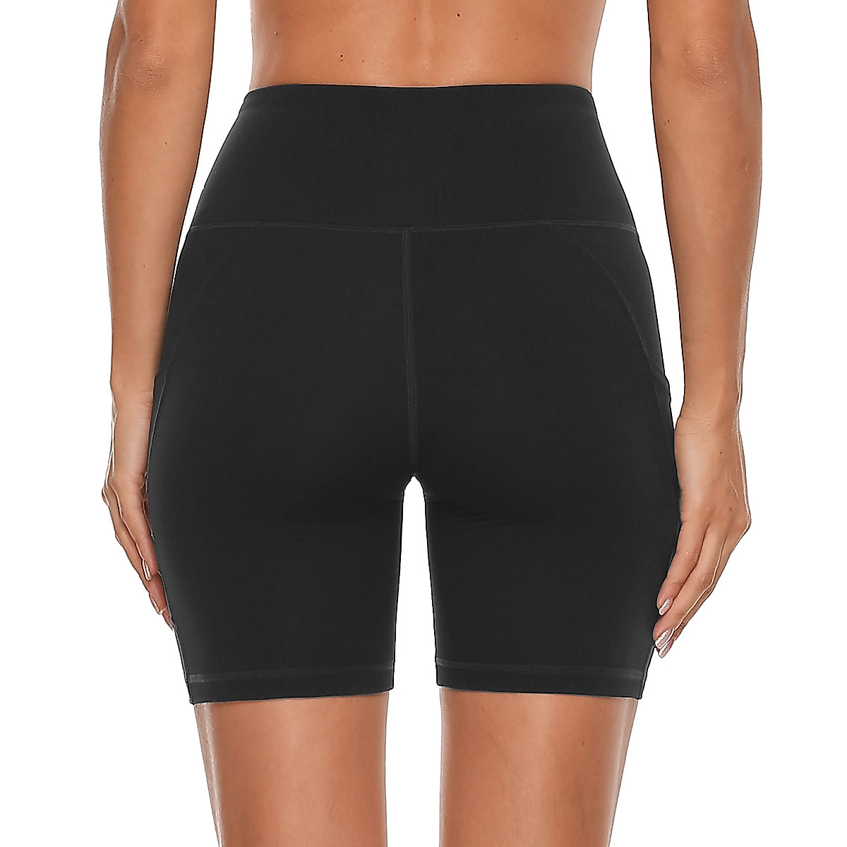 Stelle Womens High Waist Biker Cycling Fitness Gym Running Volleyball Workout Yoga Shorts (Medium, 8'' Black)