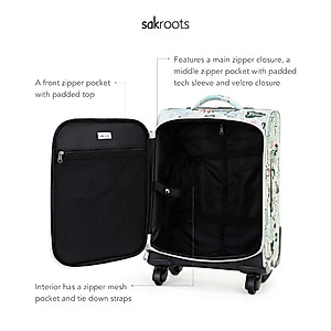Sakroots Womens Carry-on 22" in Sustainable Materials On The Go Carry on 22 roller suitcase, Light Grey Peace, Carry-On 22-Inch US