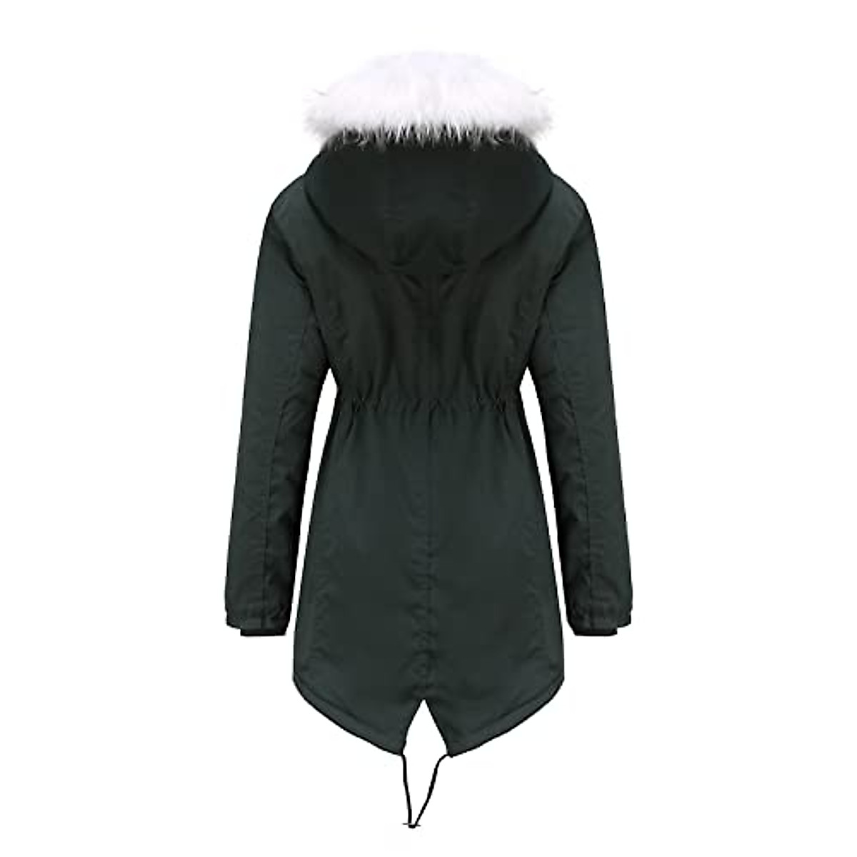 FMCHICO Womens Snow Coat Women's Fluffy Warm Coat Outwear Windbreaker Winter Warm Coat Jacket Faux Fur Lined Trench Hooded Thick Overcoat