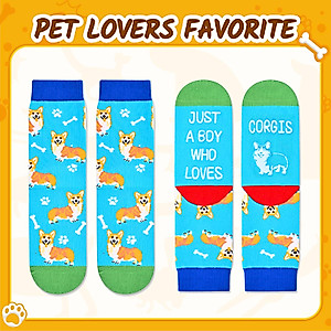 HAPPYPOP Novelty Big Boys Socks Kids Corgi Socks, Funny Gifts for Teen Teenager Boys Corgi Gifts 7-9 Years Old