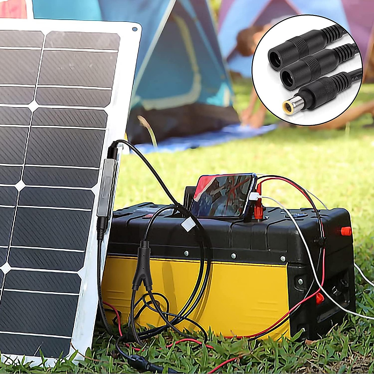 iGreely 8mm Splitter 8mm Female and Male Y Splitter Adapter Cable for Solar Panel RV Automotive Marine Portable Power Station Compatible with Jackery Goal Zero (8mm Male to 8mm Female x 2)