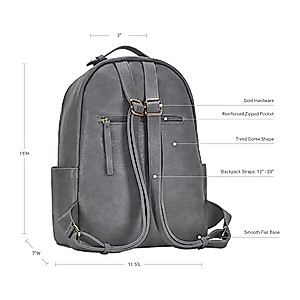 Madison West Kylee Backpack Purse for Women, Casual Daypack Handbag, Soft Vegan Leather - Charcoal