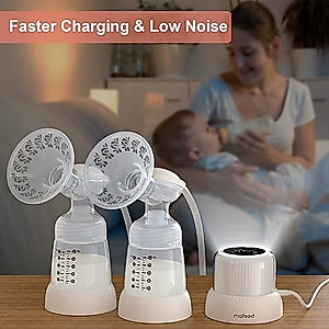 Breast Pump Electric, Wearable Breast Pump Baby Breastfeeding, Strong Suction 4 Mode & 9 Levels, Double|Portable Breast Pump Painless & Low Noise 18|21mm Flanges Fit Different Moms