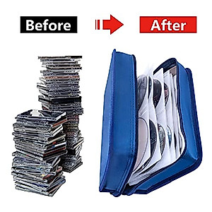 Siveit DVD Case, 128 Capacity CD/DVD Case Wallet Binder Storage Holder Booklet for Car Home Office and Travel (Blue)