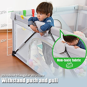 Baby Playpen Foldable, Heyo.Ja Large Play Yard, Playpen for Babies and Toddlers, Play Pens for Babies and Toddlers with Gate, Indoor & Outdoor Portable Play Pen (59"×59")